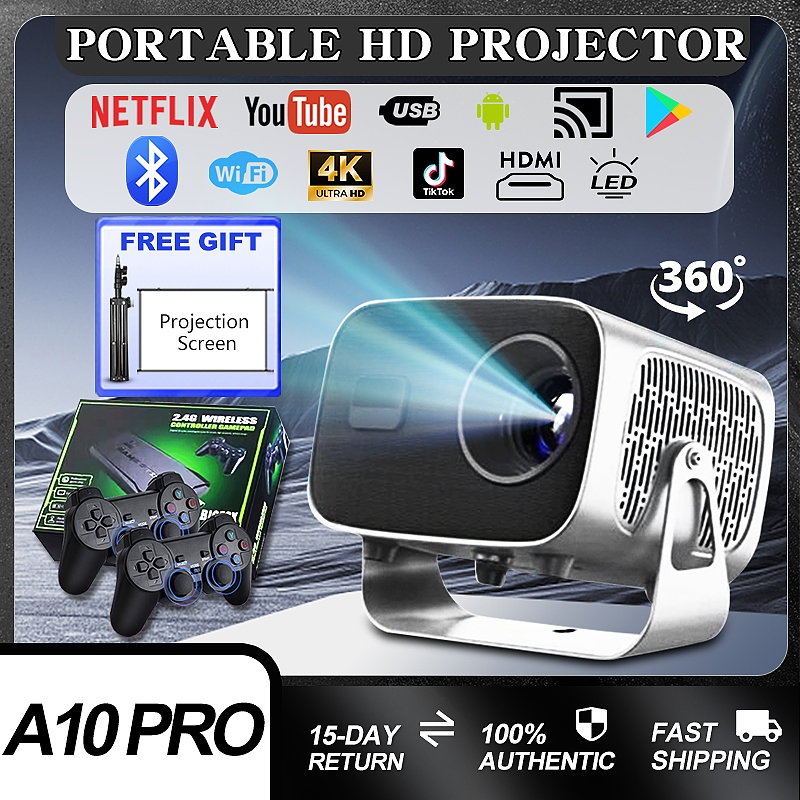 A10 Smart Projector 4K Full HD Portable Projector Mini Projector for ...