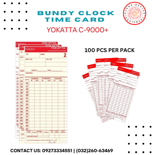 C-9000+ Yokatta Time Card, Punch Card for Time and Attendance, DTR ...