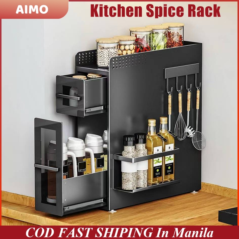 Condiment Storage Rack Kitchen Spice Basket Stainless Steel Spice Rack ...