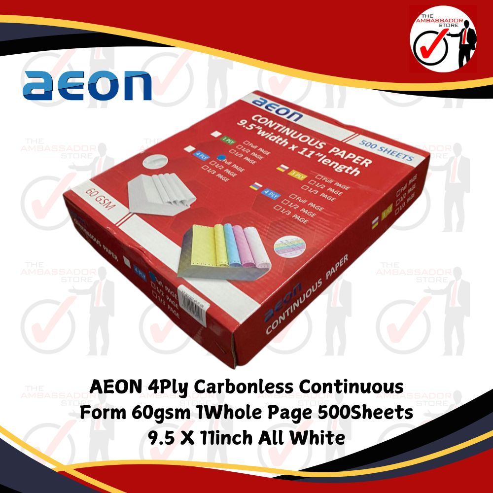 AEON 4Ply Carbonless Continuous Form 60gsm 1Whole Page 500Sheets 9.5 X ...
