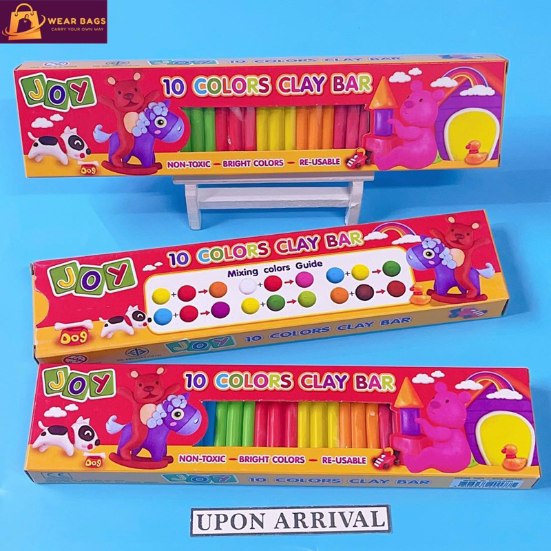 10 Colors Joy Rainbow Clay Bar Non-toxic Reusable Modeling Clay Bright ...