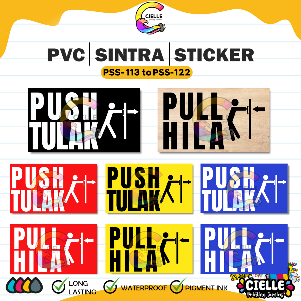 PVC │ SINTRA │ STICKER SIGNAGES (PSS-113&PSS-122) - PUSH/PULL - HILA ...
