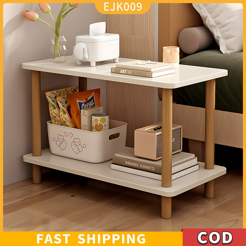 COD Small Coffee Table Solid Wood Double Layer Side Table Simple Modern ...