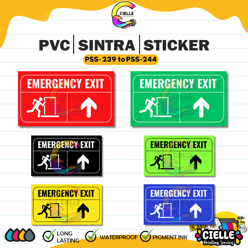 PVC │ SINTRA │ STICKER SIGNAGES (PSS-239 to PSS-244) - EMERGENCY EXIT ...
