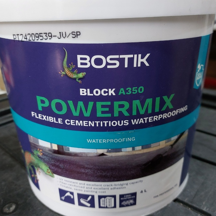 Bostik 4LTR BlocK A350 Powermix Flexible Cementitious Waterproofing Mix ...