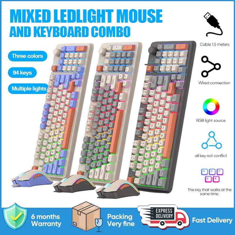 12 hours delivery K820 mixed RGB light 96 key mechanical feeling gaming ...