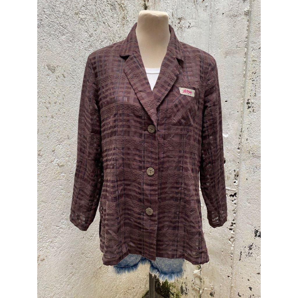 JB339 PLUS SIZE XL TO SEMI XXL BROWN SHEER BLAZER | Shopee Philippines