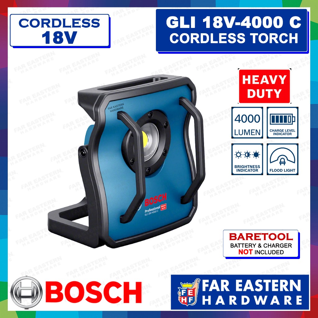 BOSCH GLI 18V-4000 C Cordless Floodlight Jobsite Light (Baretool ...