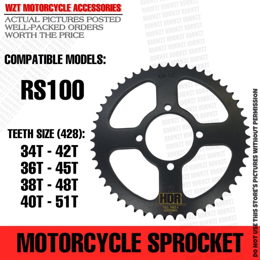 WZT REAR SPROCKET FOR YAMAHA RS 100 / STX 125 / YTX 125 / SNIPER135 ...