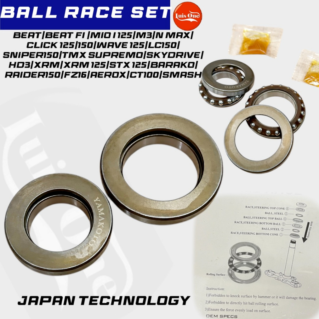 SUNTAL BALL RACE SET FOR YBR125/MIO SPORTY/Wave125/Click125i/BEAT ...