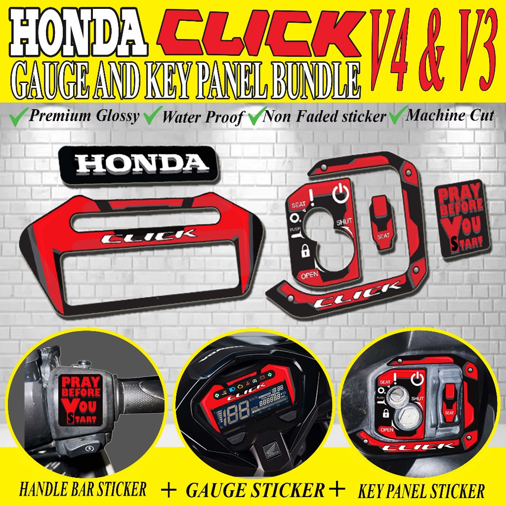 Honda Click Version 3 AND Version 4 New Panel Gauge Protector Decals ...