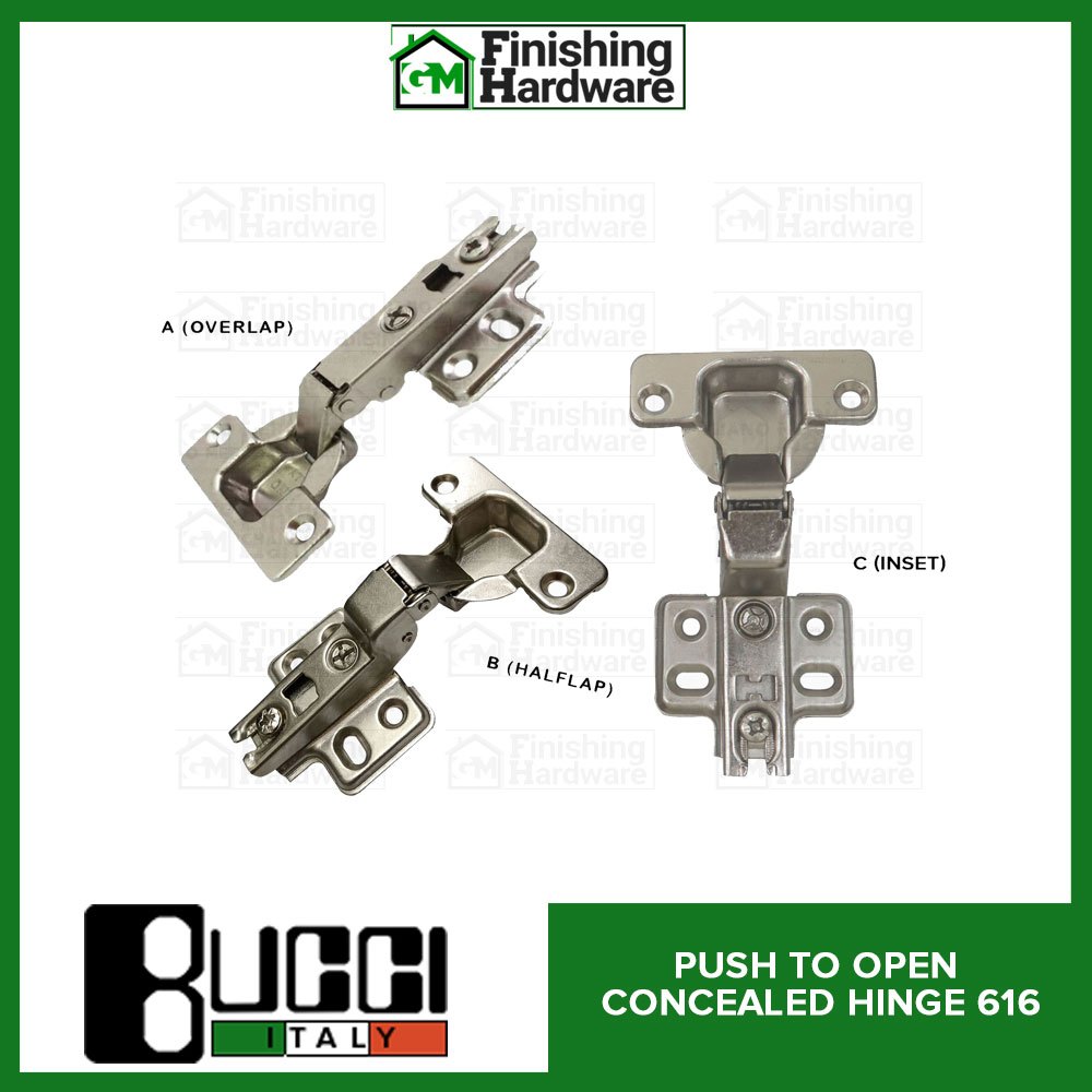 Push to Open Cabinet Concealed Hinges 616 (2pcs/pack)- GM Finishing ...