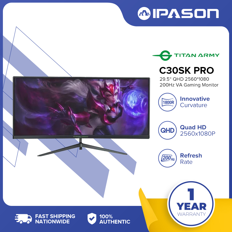IPASON | Titan Army C30SK PRO 29.5“ QHD 2560*1080 200Hz VA 1800R Gaming Monitor | Shopee Philippines