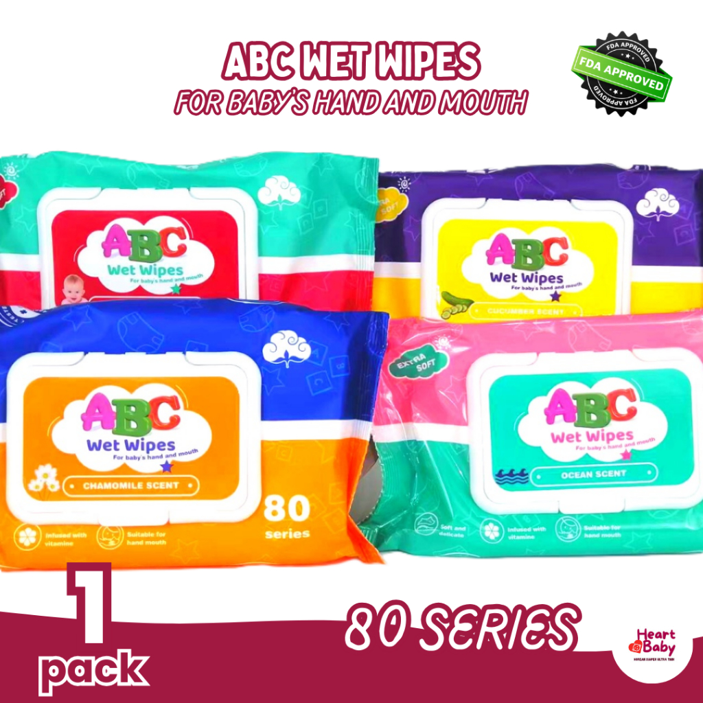 Heart Baby ABC Baby Care Wet Wipes 80 Sheets per pack | Shopee Philippines