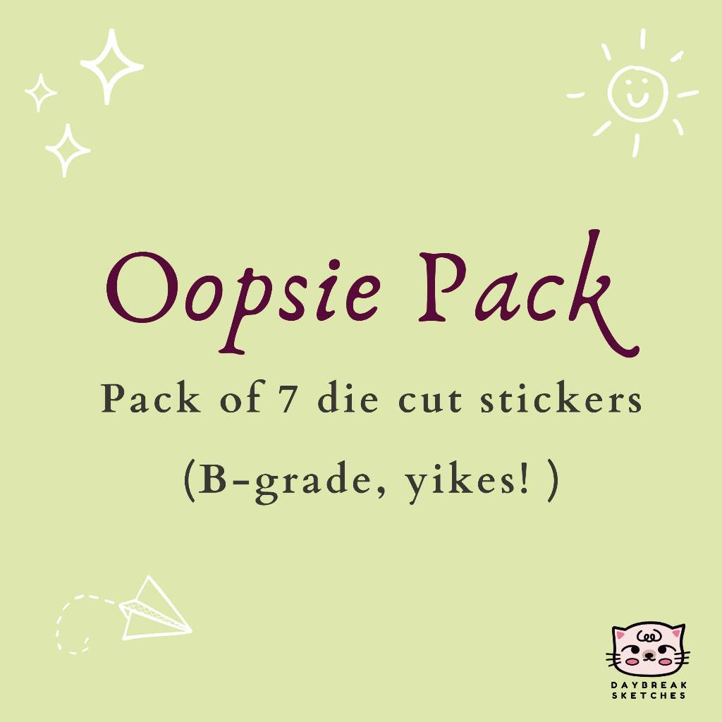 OOPSIE PACK | B-grade, Imperfect Stickers (Die cut and waterproof) Oops ...