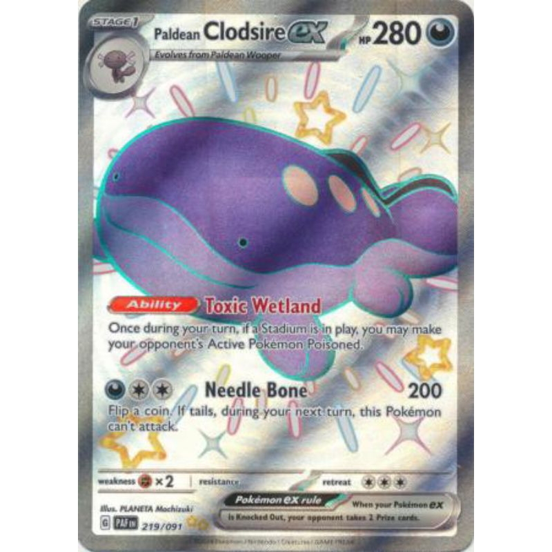 Pokemon Card, Paldean Clodsire ex 219/091, Shiny Ultra Rare. (ENGLISH ...
