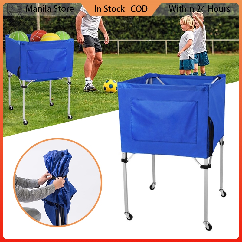 Portable Ball Storage Cart Aluminium Frame Wheeled Basketball Cart ...