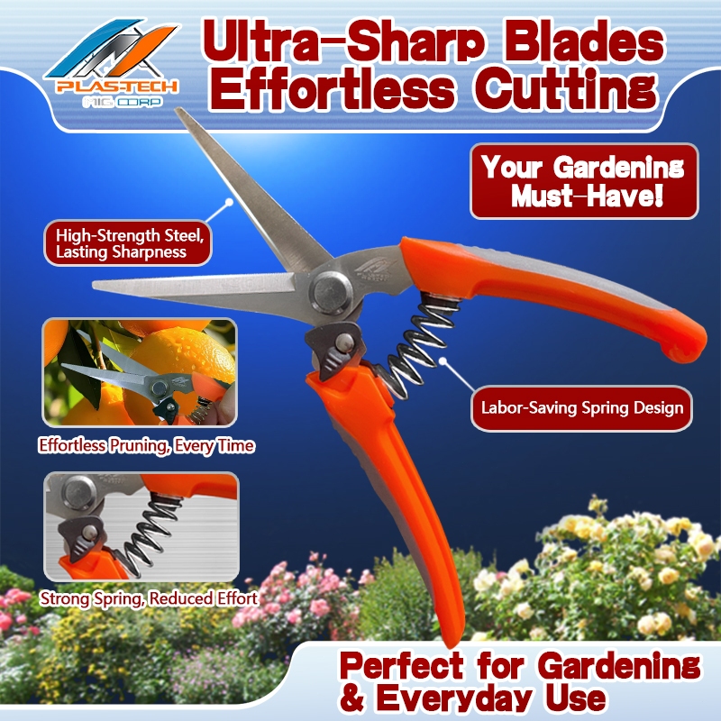 Sharp Pruning Shears – Spring-Loaded Garden Scissors for Easy Cutting ...