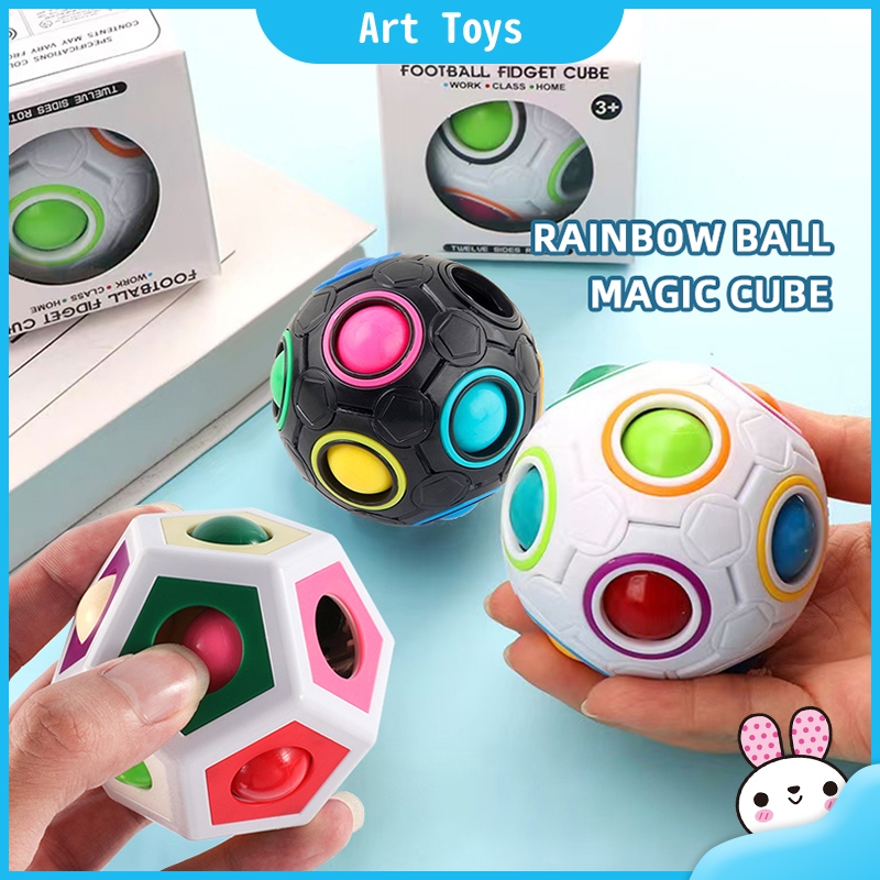 Adult Kids Rainbow Ball Magic Cube Toy Creative 12 Holes Football ...