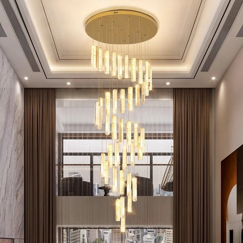 Stairs Chandelier Ceiling Light Staircase Pendant Lamp Long Raindrops ...