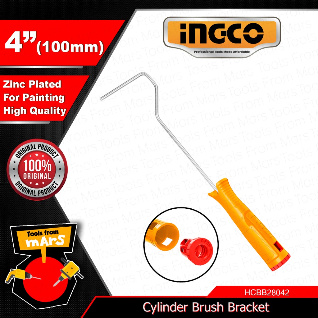 Ingco 4" Inch Cylinder Brush Bracket Roller Cover Holder Brush Cylinder ...