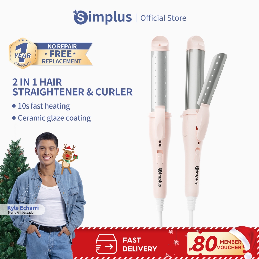 Simplus 2 in 1 Hair Straightener & Curler Ceramic Glaze Coating JFBA009 ...