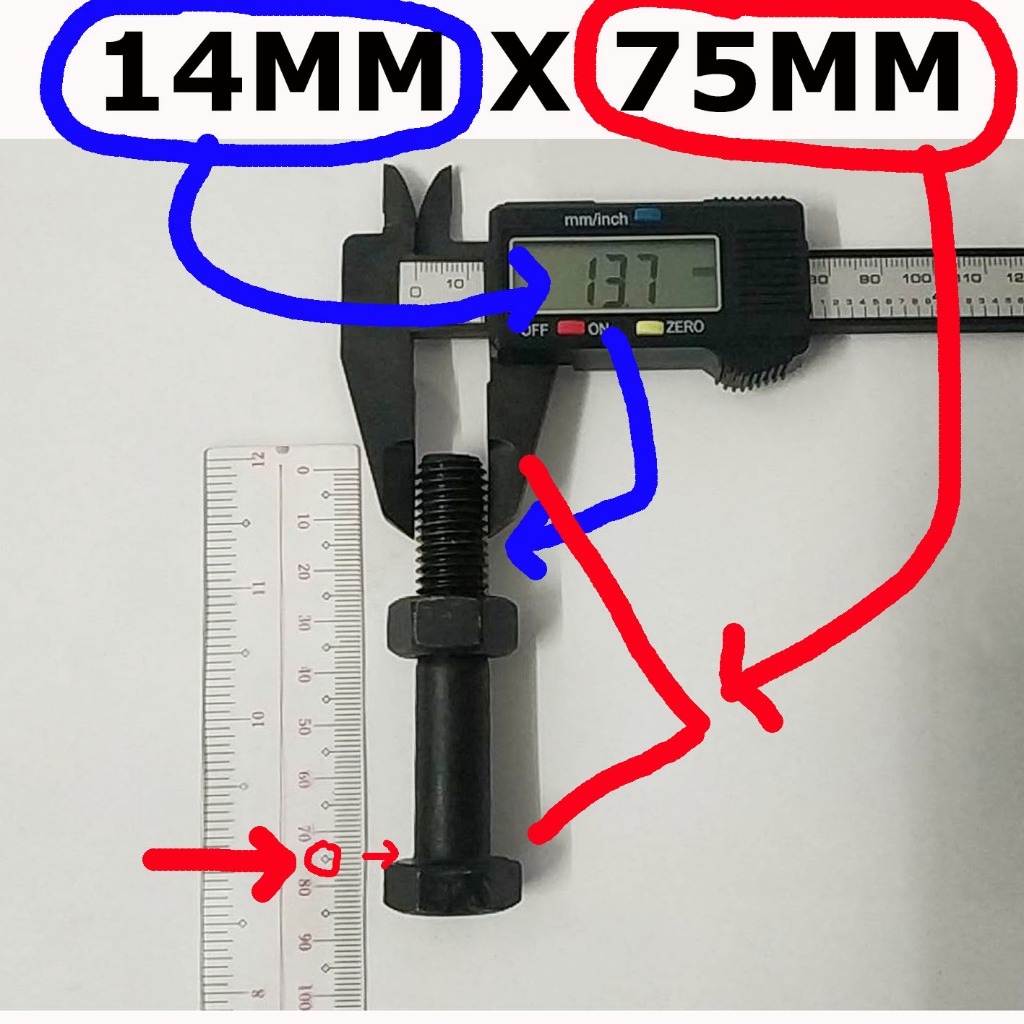 HT BOLT 14MM X 75MM WITH 1 PIECE NUT HI TENSILE ...