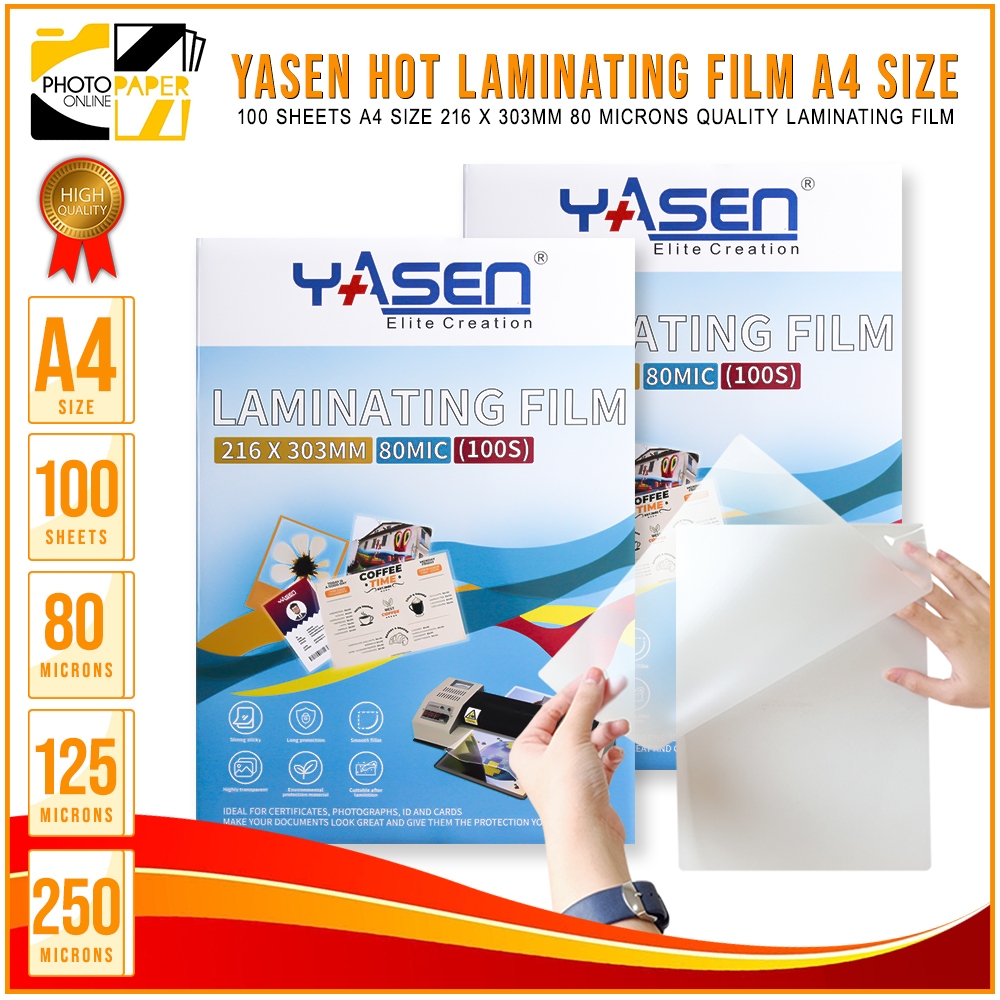 Yasen A4 Hot Laminating Film 80 Microns | 125 Microns | 250 Microns ...