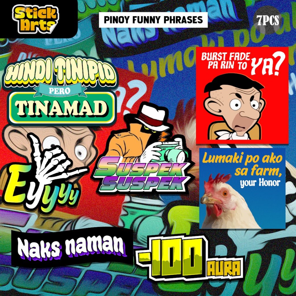 7pcs - Pinoy Funny Phrases Sticker Pack Vinyl | Shopee Philippines