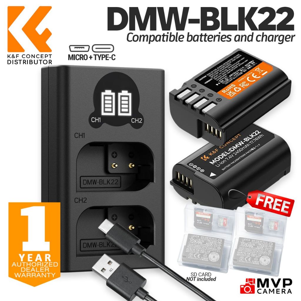 K&F KF CONCEPT DMW-BLK22 BLK22 Battery USB Charger DCS5 II IIX GH5 II ...