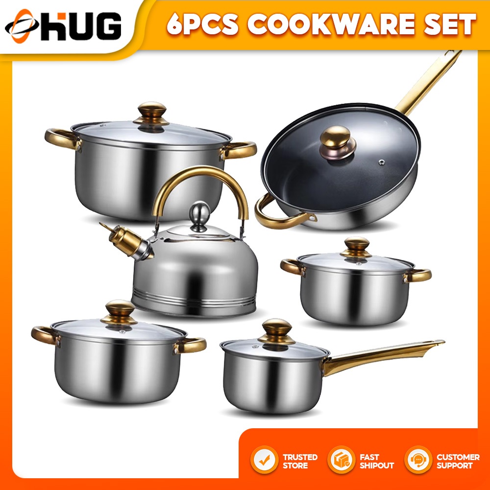 6 pcs High Quality Stainless Steel Cookware Set CW-S12 | Shopee Philippines