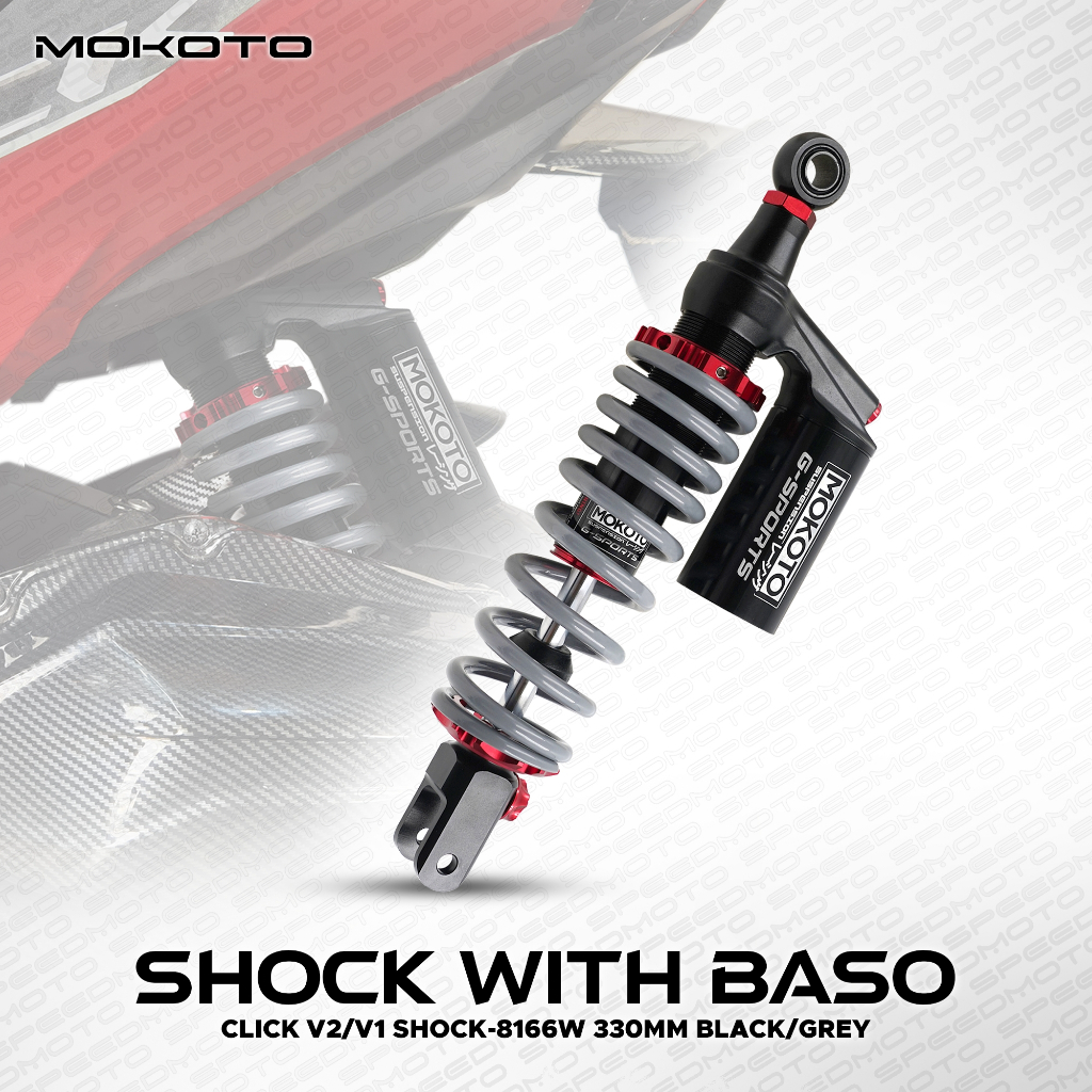 MOKOTO HONDA CLICK V1 V2 V3 REAR SHOCK GAS ABSORBER W/ BASO 330MM GOLD ...