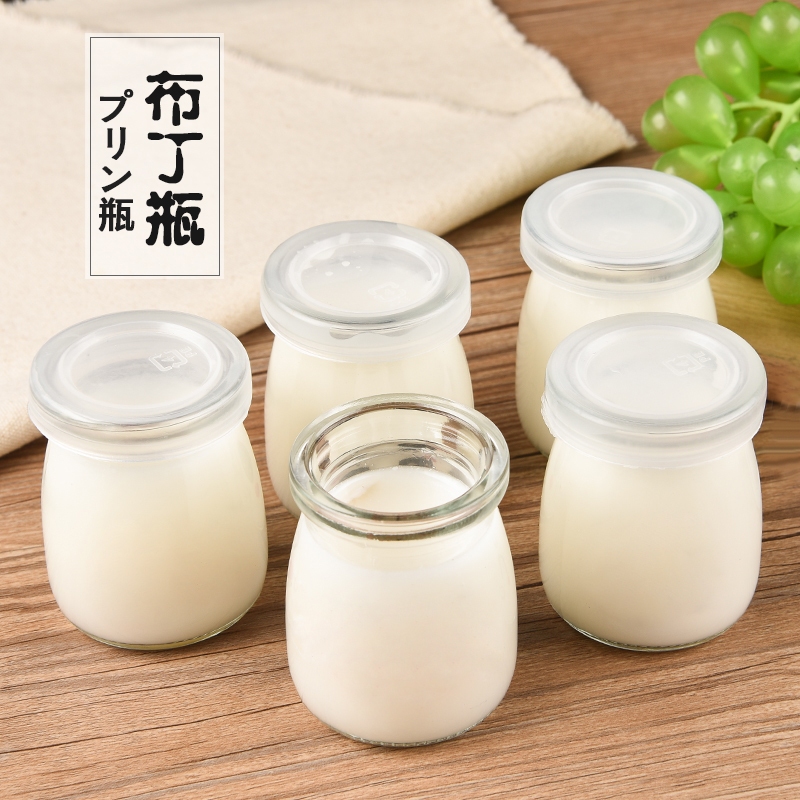 Pudding bottle with glass lid, sour milk bottle, household jelly cup ...
