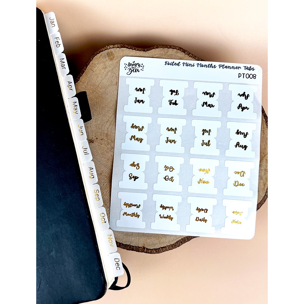 Foiled Monthly Planner Tabs 2025 Calendar Labels Foiled Sticker Functional Bullet Journal Font 8 ...