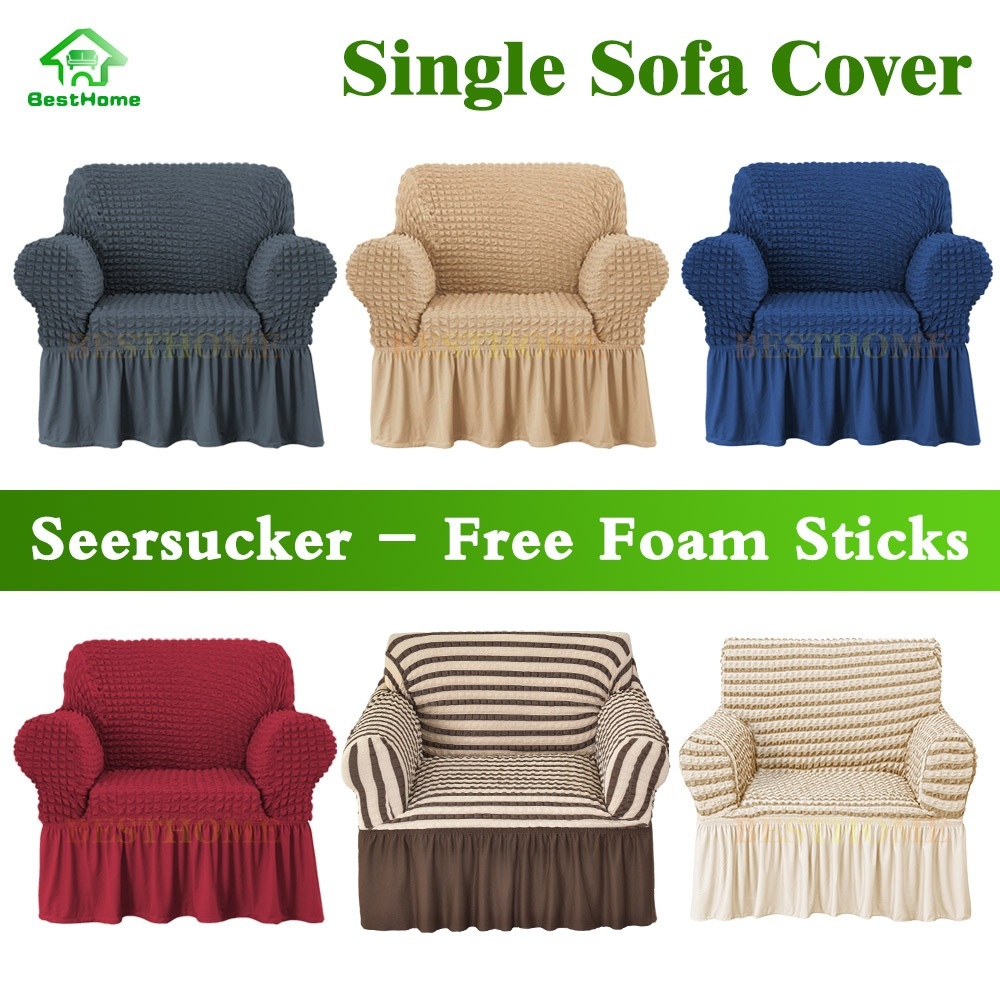 Single Sofa Cover Seersucker Sofa Cover 1 Seater Sofa Slip Cover Single ...