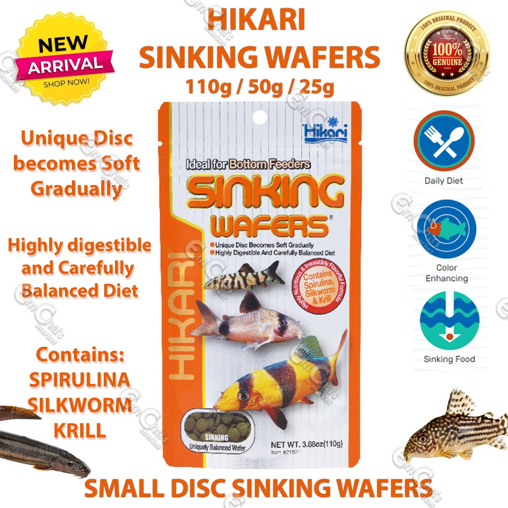 Hikari Sinking Wafers (Orange Pack) Fish Food for Bottom Feeders(ff ...