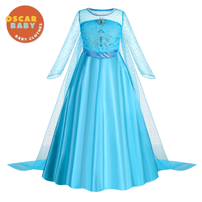 Oscarbaby Girl Princess Elsa Dress Frozen inspired Costume Gown Sequins ...