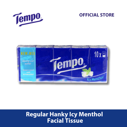 Tempo Regular Hanky Icy Menthol Facial Tissue (4-Ply,x 10 Packs x 8 ...