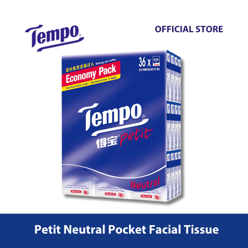 Tempo Petit Neutral Pocket Facial Tissue (4-Ply, x 36 Packs x 7 Sheets ...
