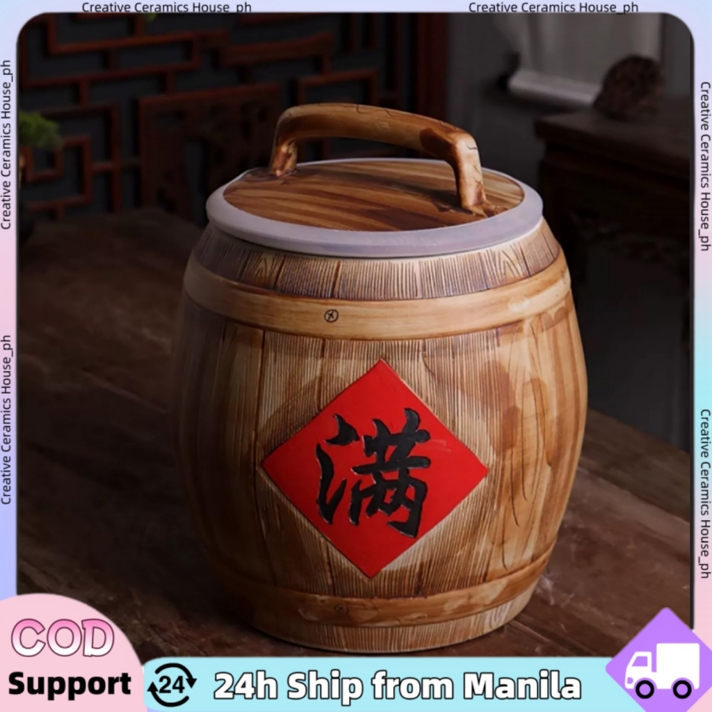 Ceramic Rice Bucket Rice Tank Sealed food storage container Rice ...