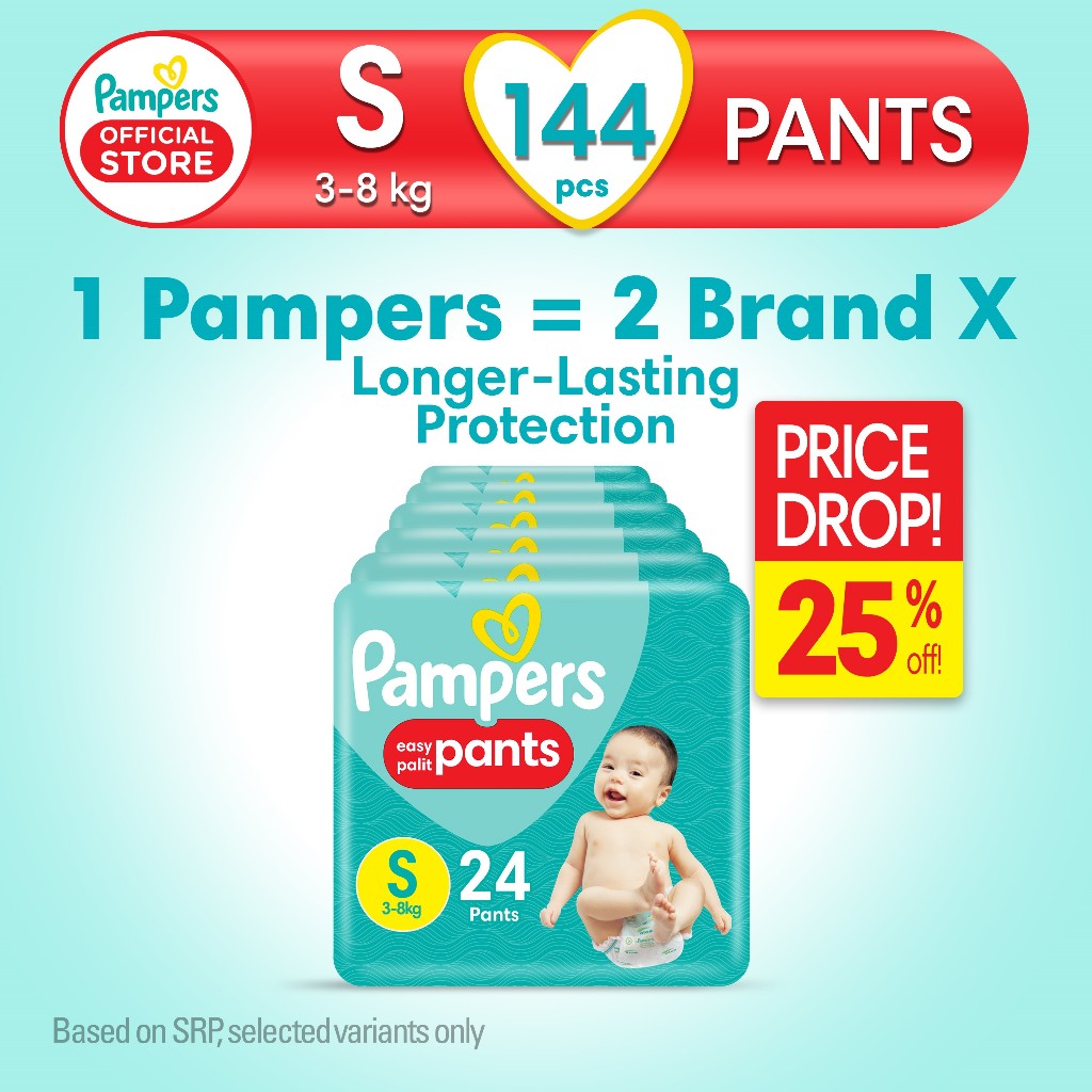 Pampers Baby Dry Pants Diapers with Rash Shield Small 24s x 6 packs ...