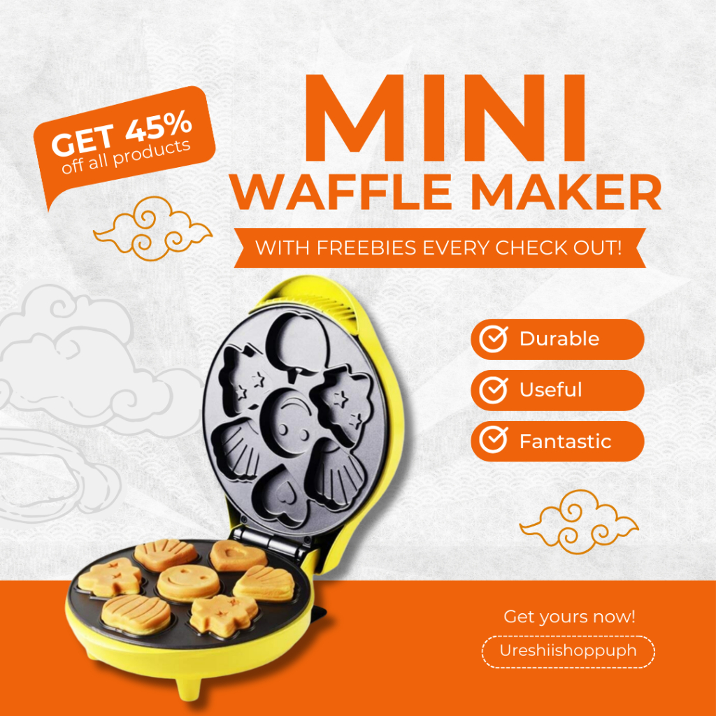Cartoon Mini Waffle Maker Makes 7 Fun & Different Shaped Waffles High ...