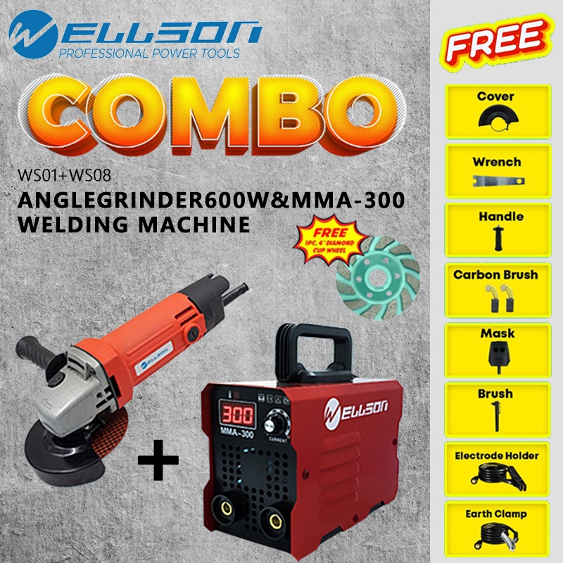 WELLSON MMA-300 Welding Machine and Angle Grinder Combo With FREE 1pc ...