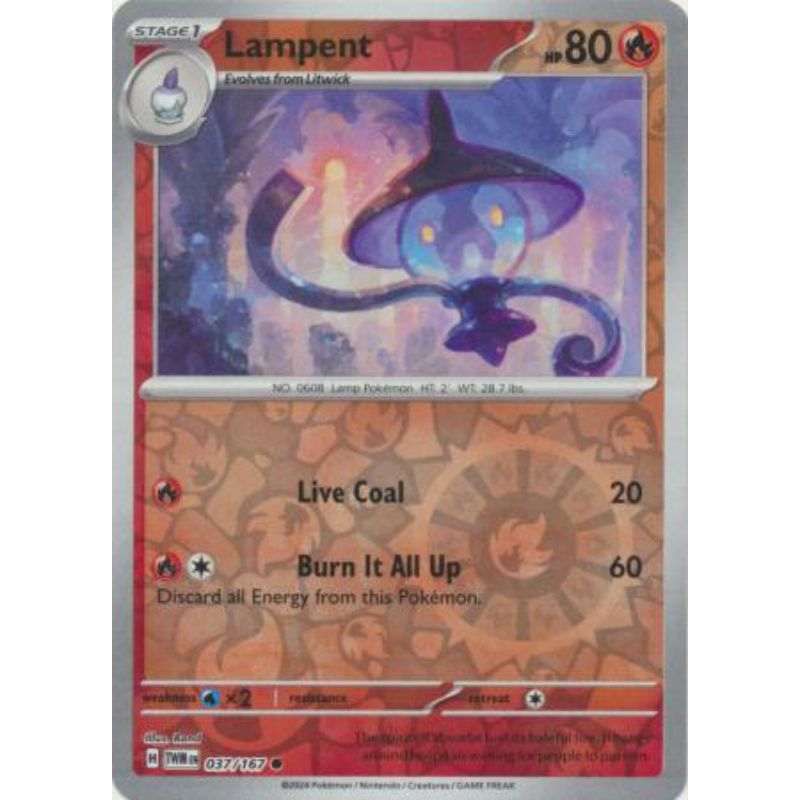 Pokemon Card, Lampent 037/267, Common Reverse Holo. (ENGLISH TYPE ...