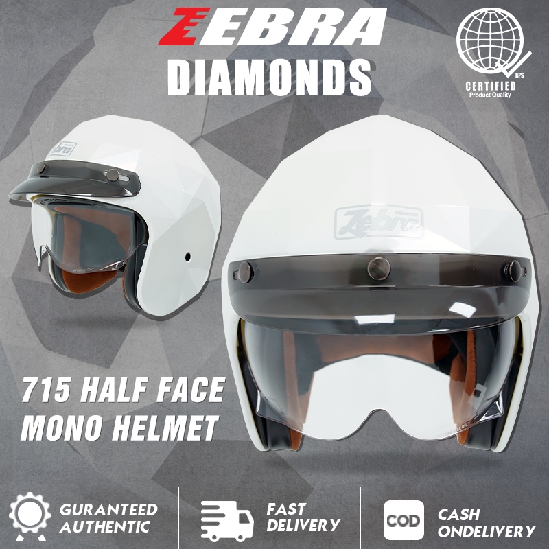 ZEBRA 715 DIAMONDS retro helmet half face classic helmet for men and ...