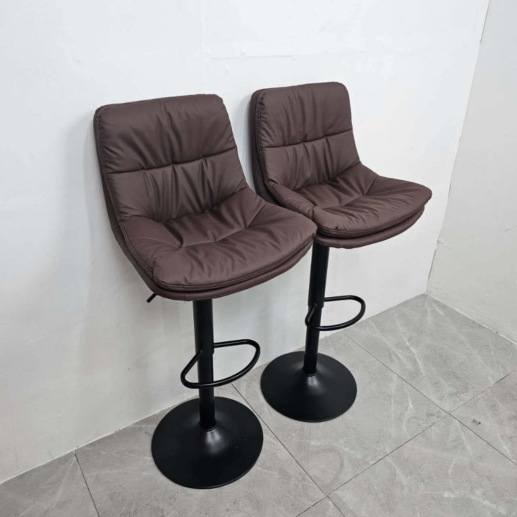 Double Layer Sponge Black metal Chassis Bar Stool Adjustable Chair ...