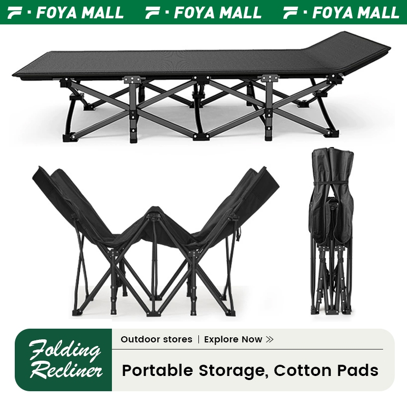 Outdoor Folding Bed 190CM black portable nap nap folding bed simple ...