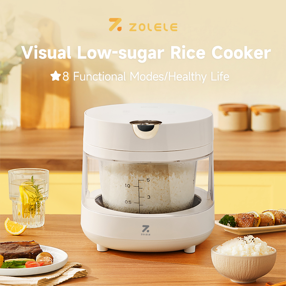 ZOLELE ZB800 Glass Rice Cooker 3L Visual Cooking 24h Smart Preset LCD ...