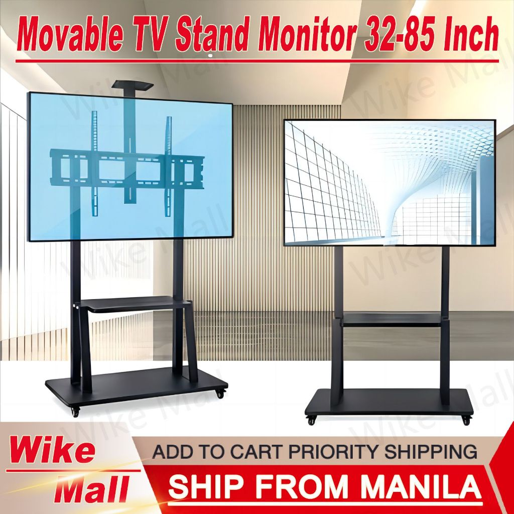 TV Stand Monitor 32-85 Inch Screen Movable TV Rack Stand With Wheels ...