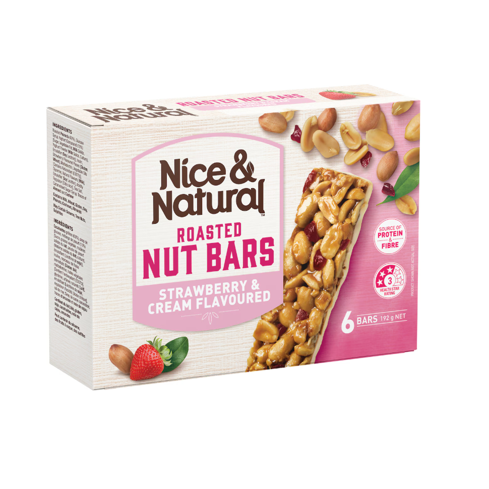 Nice & Natural Roasted Nut Bars Strawberry & Cream Flavoured 192g (MAy ...